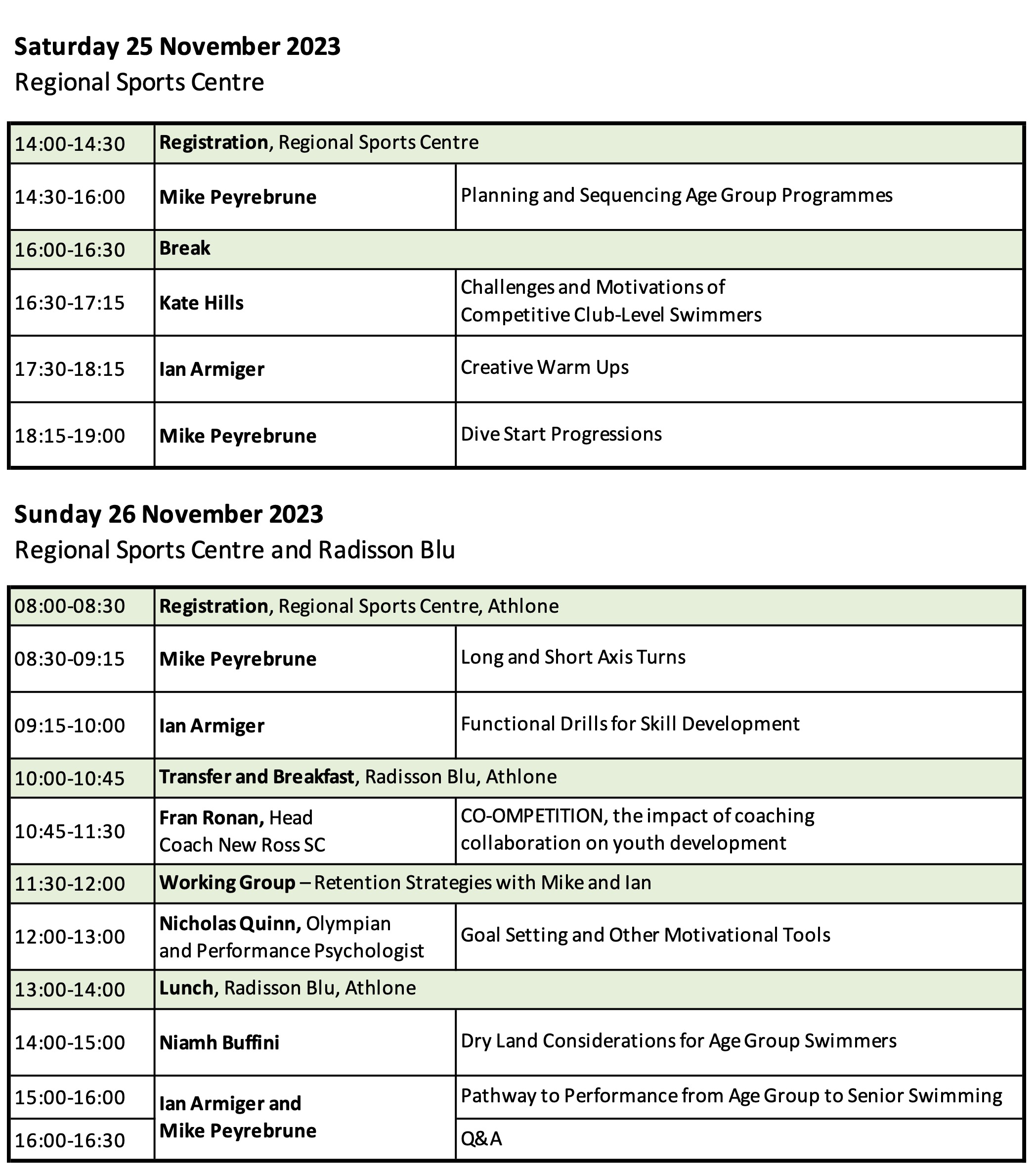 Schedule for ‘Retention Through Motivation’ Connacht Coaching ...